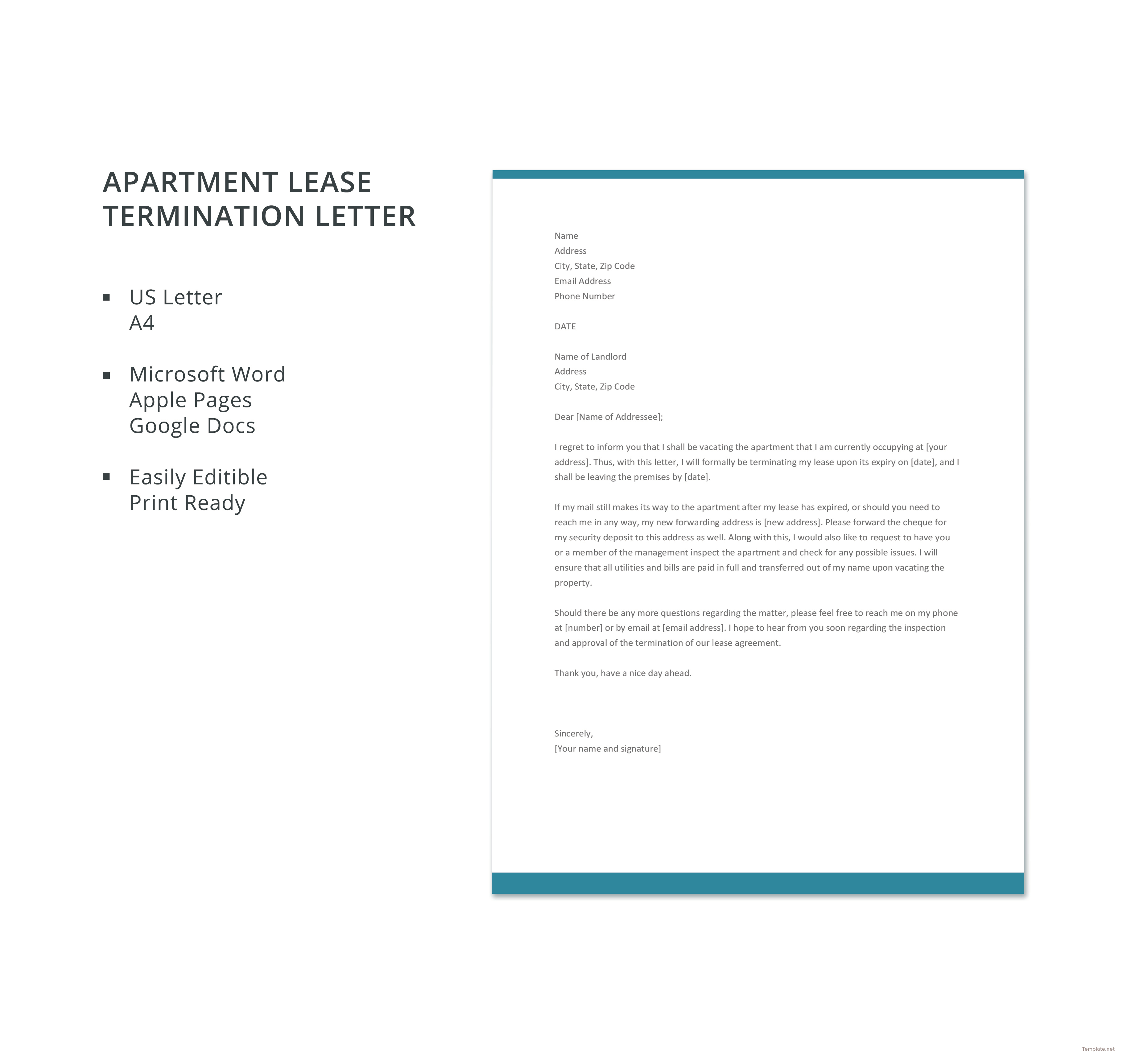 Free Apartment Lease Termination Letter Template In Microsoft Word 