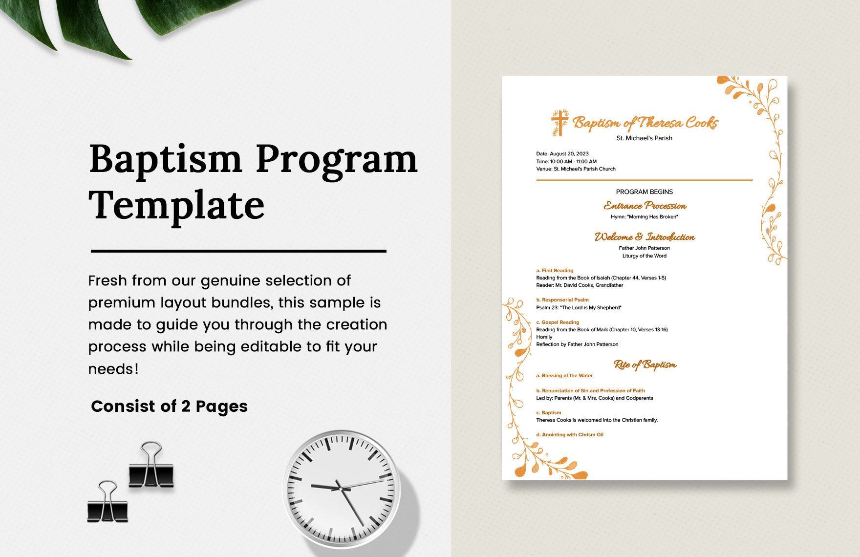 LDS Baptism Program Template Editable Printable Word And 41 OFF