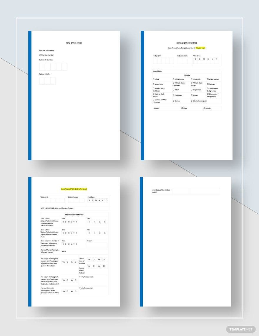 Case Report Form Template Google Docs Word Apple Pages Template