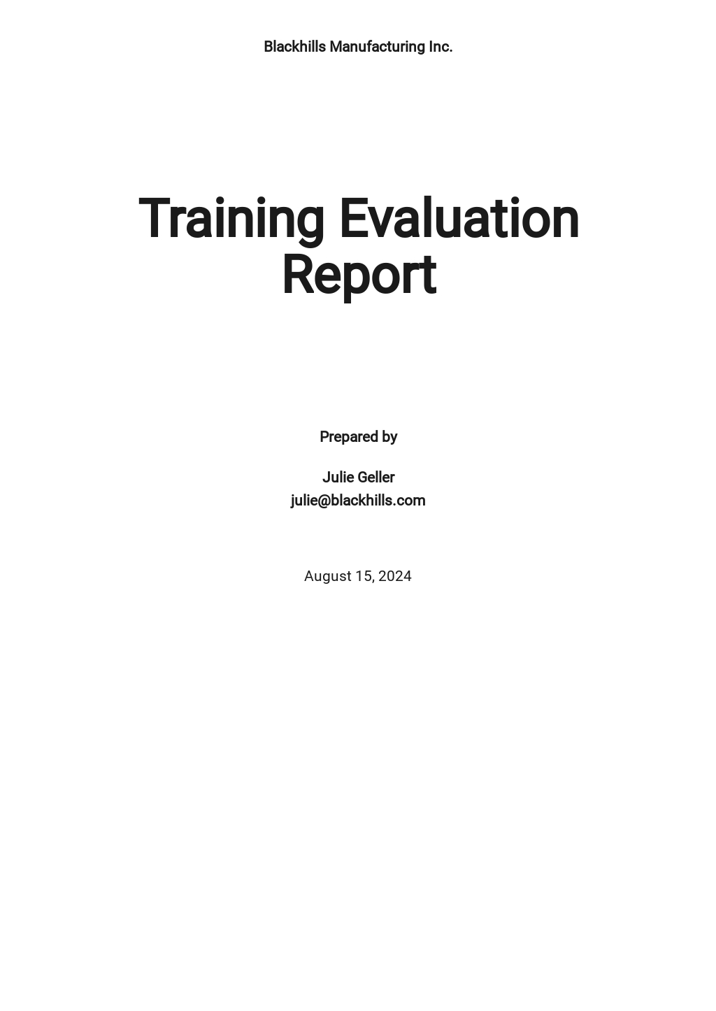 Training Evaluation Report Template
