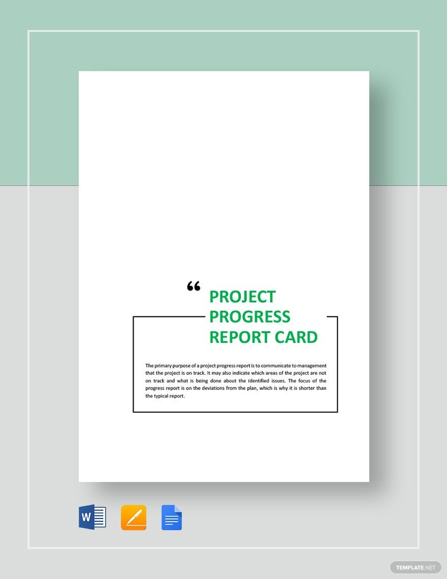 Free Progress Report Card Template Google Docs Word Apple Pages 