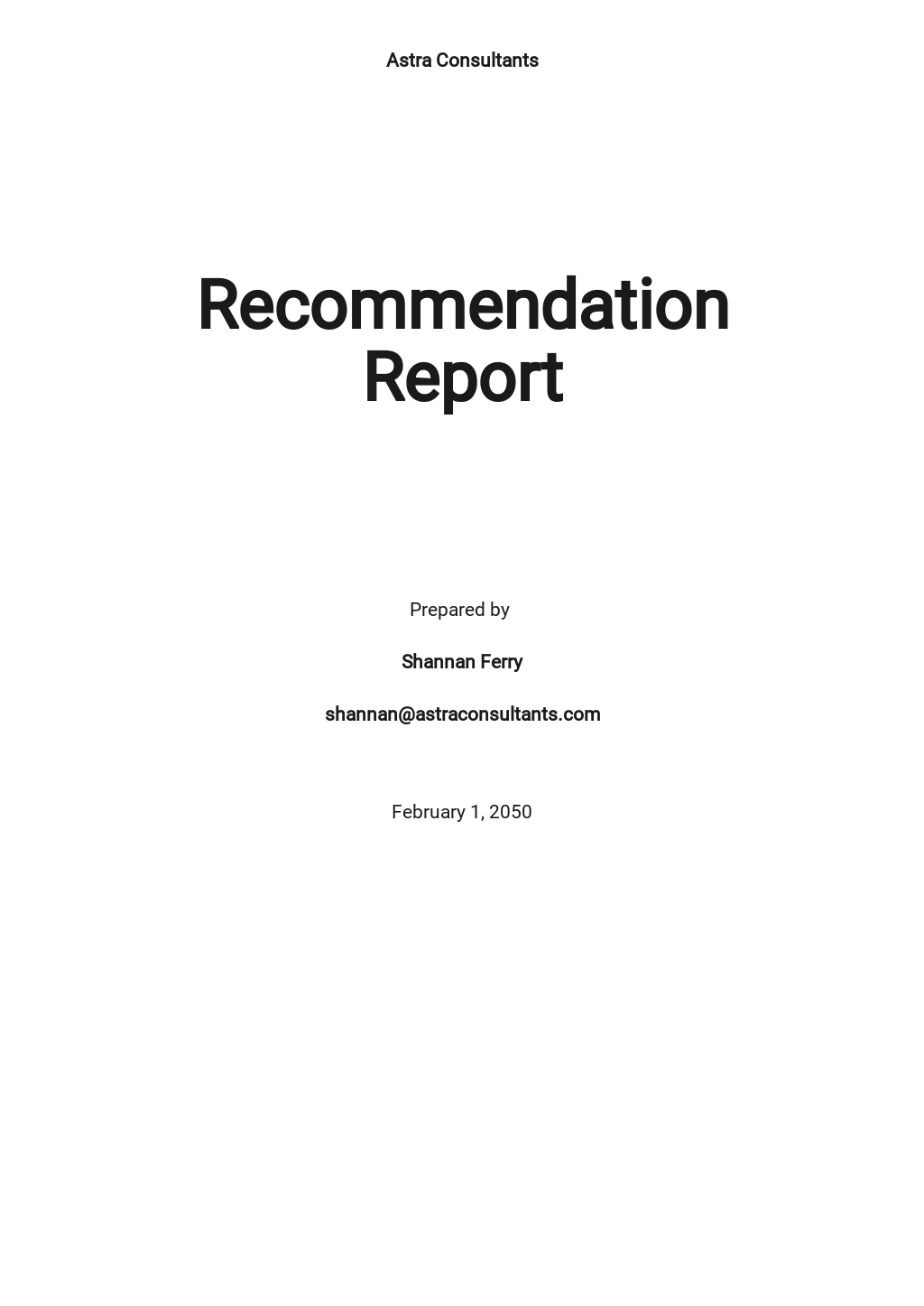 Recommendation Report Template Free PDF Word Apple Pages Google 