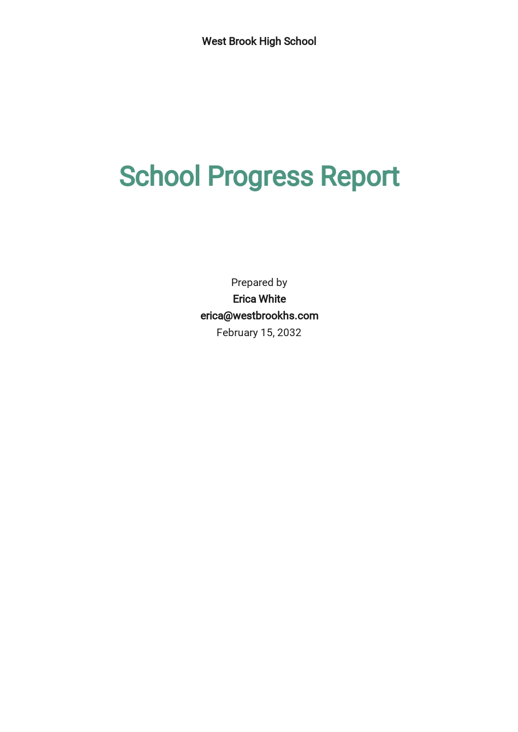 School Progress Report Template