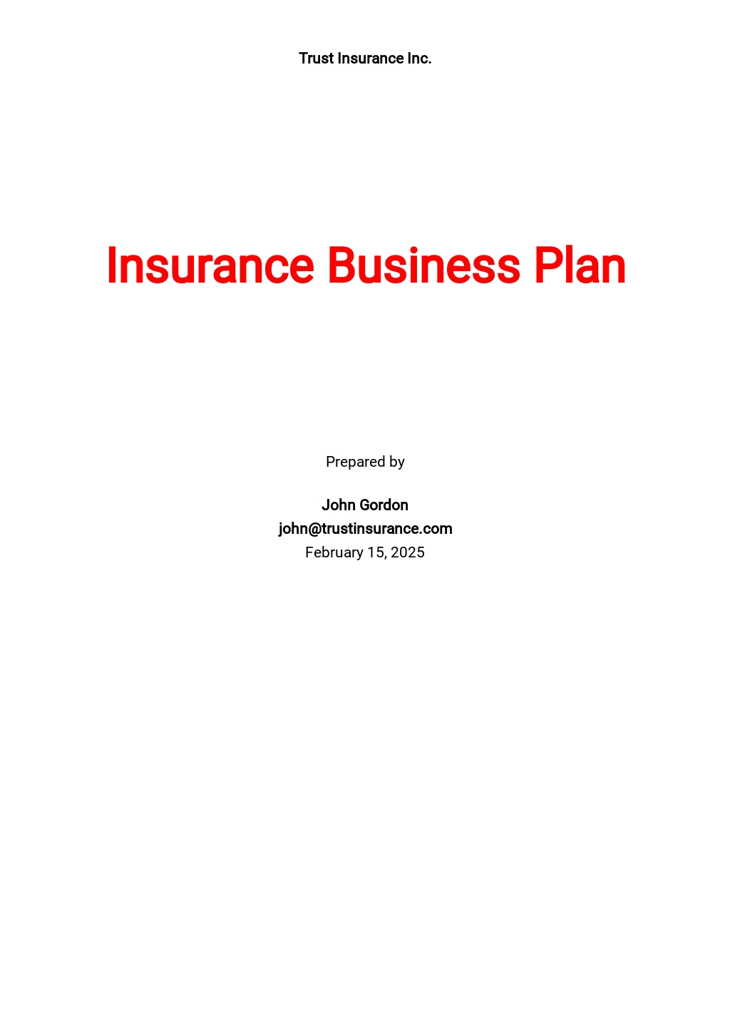 Insurance Agency Business Plan Template Free Download
