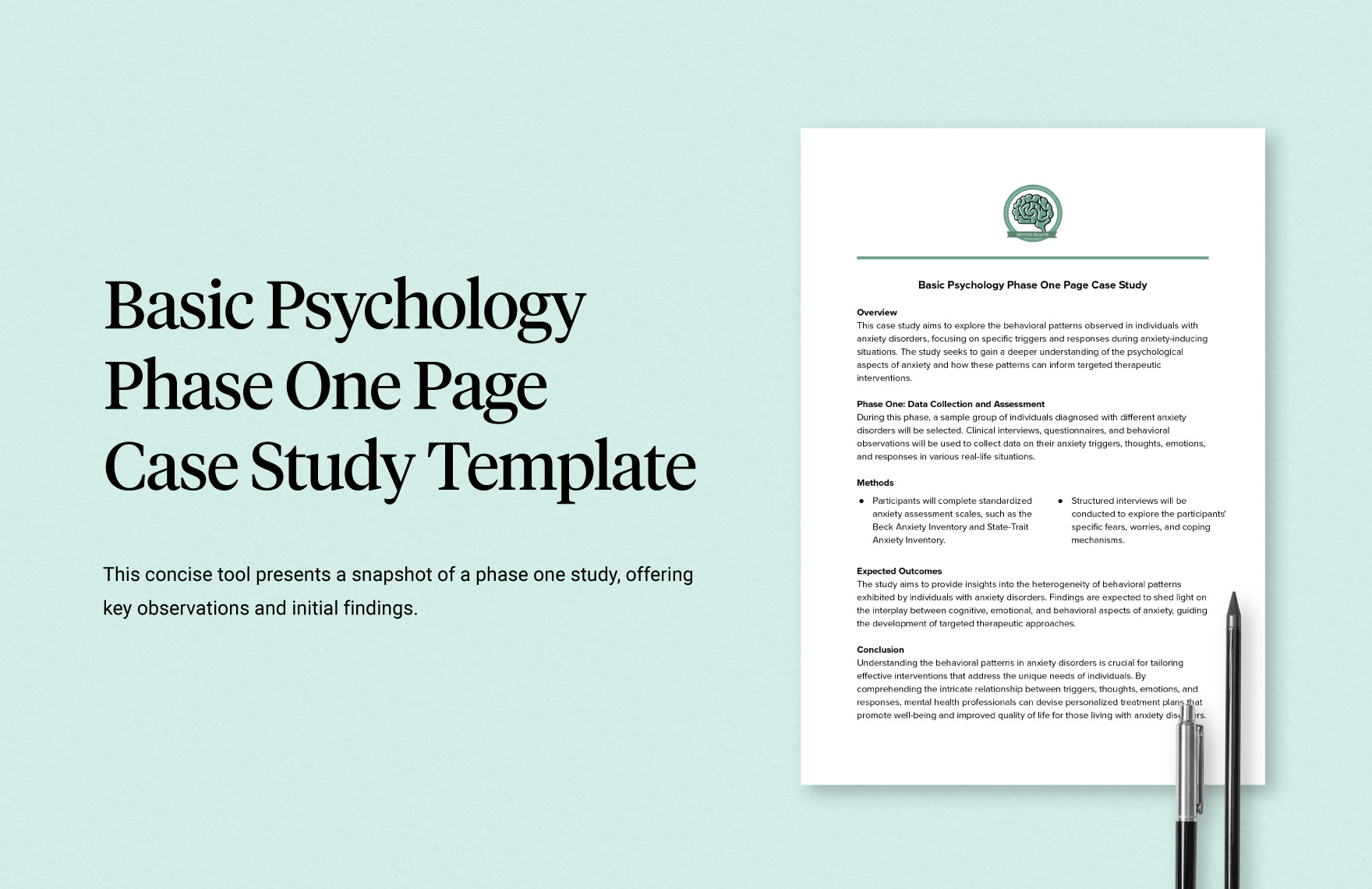 Basic Psychology Phase One Page Case Study Template Download In Word 