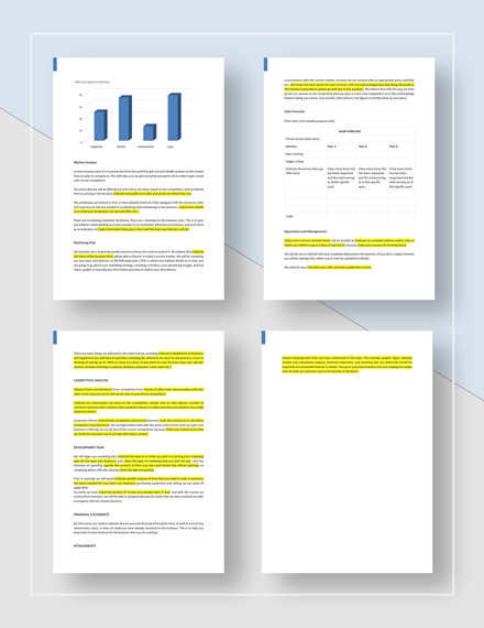 Lawn Care Business Plan Template Google Docs Word Template