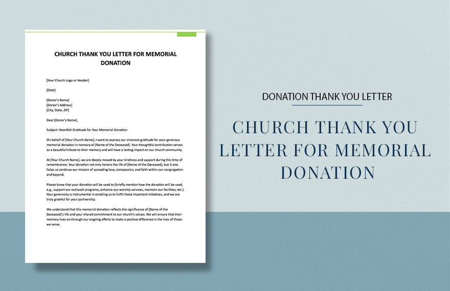 Free Church Thank You Letter For Memorial Donation Download In Word 