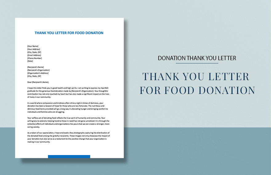 Thank You Letter For Food Donation In Word Google Docs Pages 