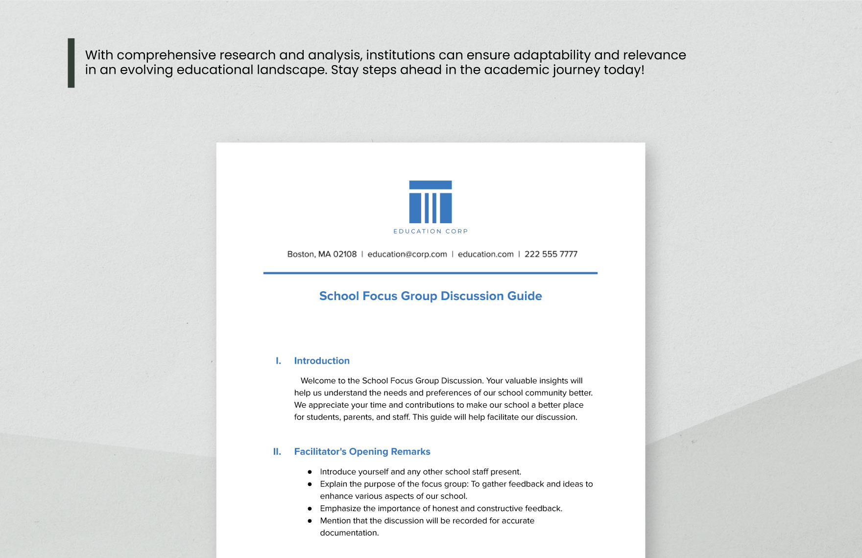 School Focus Group Discussion Guide Template In Word PDF Google Docs School Focus Group Discussion Guide Template In Word PDF Google Docs