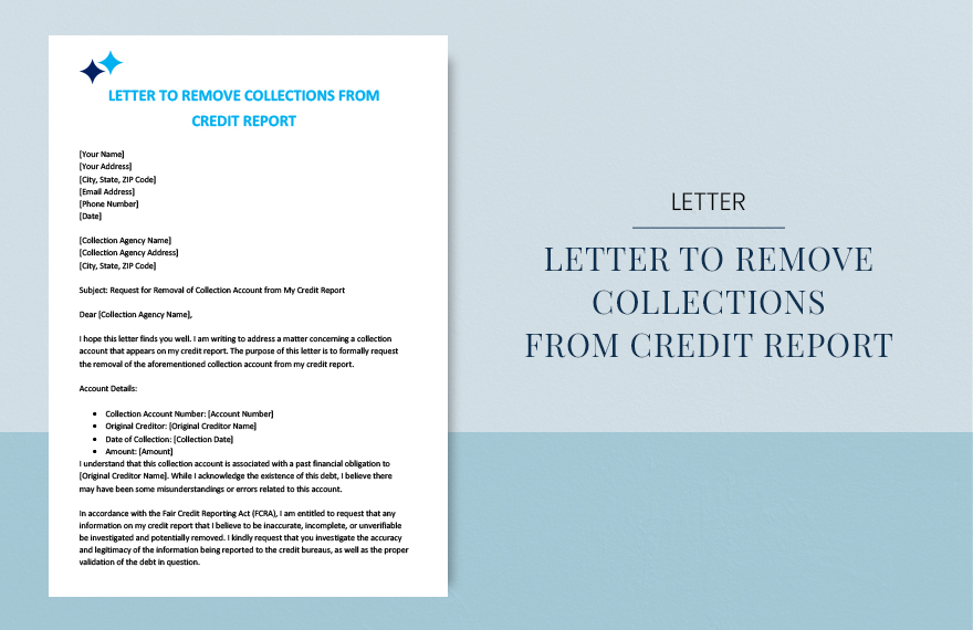 Free Letter To Remove Collections From Credit Report Download In Word
