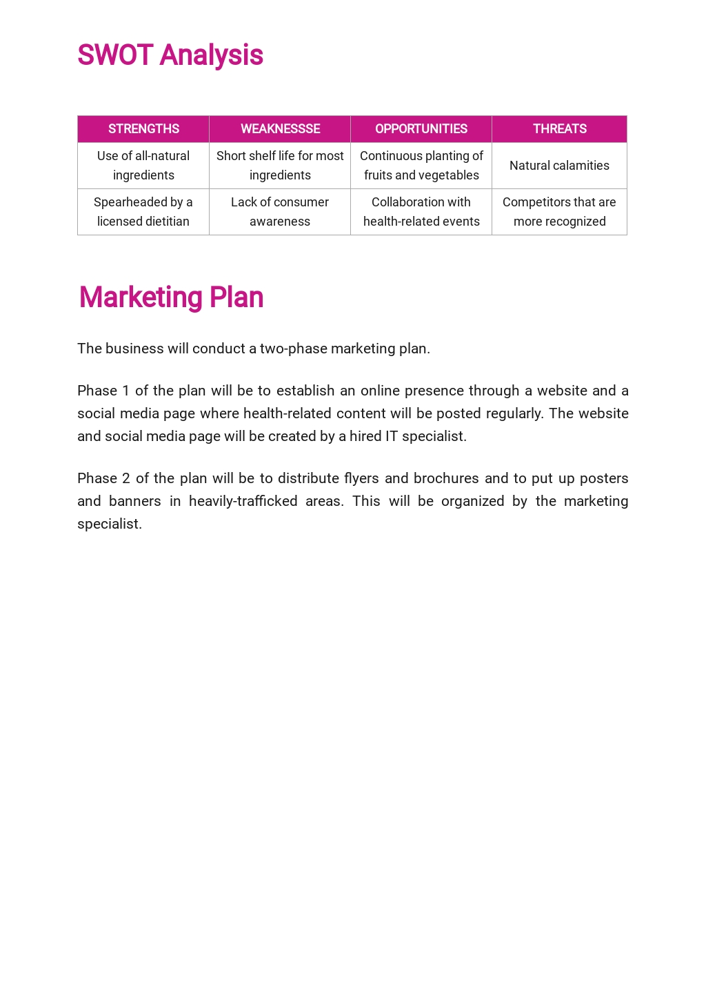 Juice Bar Business Plan Template Google Docs Word Apple Pages PDF 