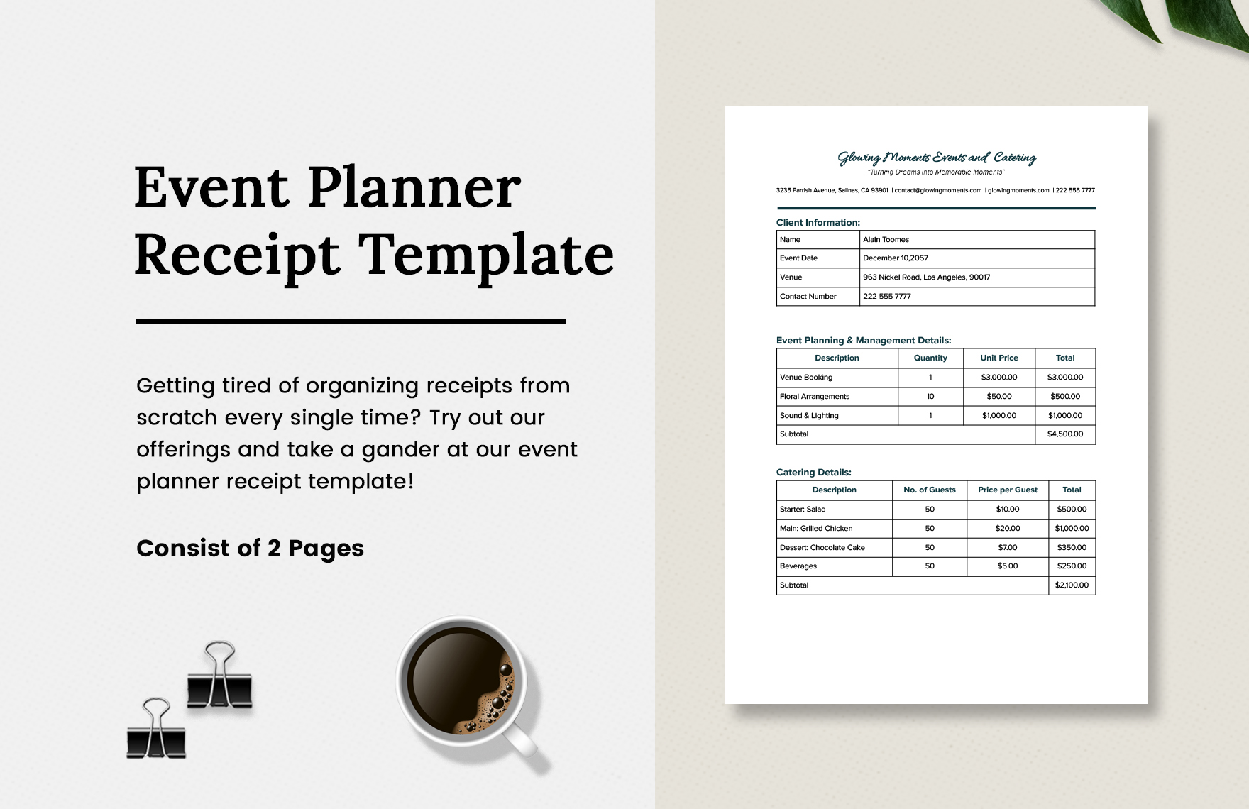 Event Planner Receipt Template Download In Word Google Docs PDF 