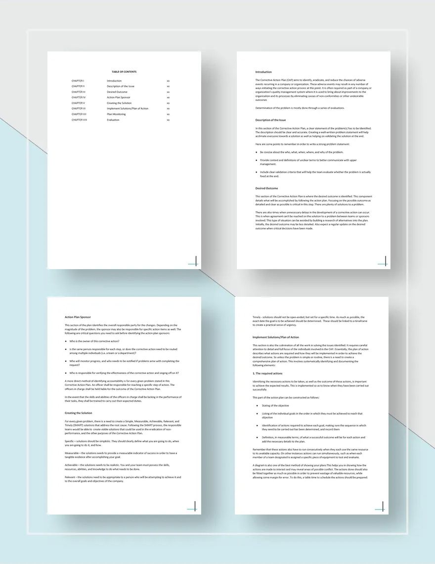 Corrective Action Plan Template - Download in Word, Google Docs, Apple ...