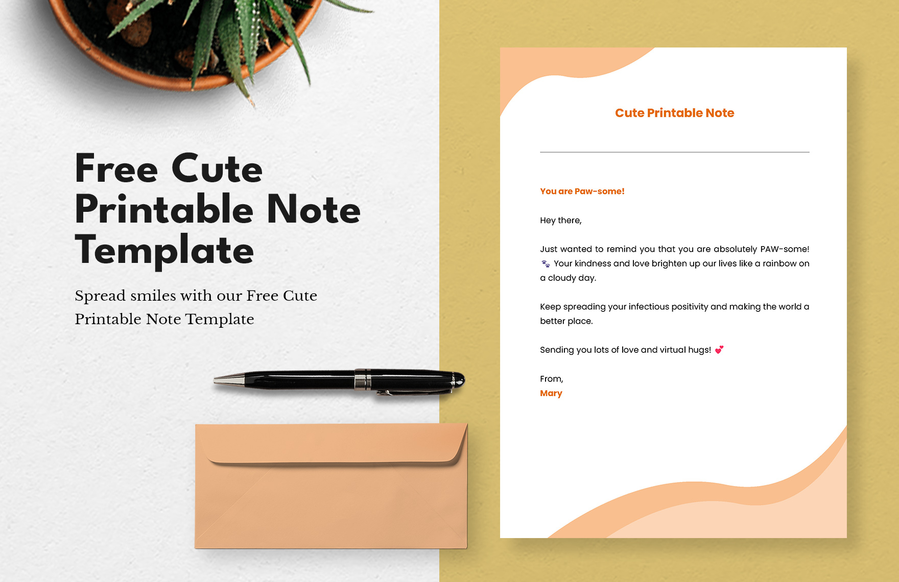 Free Cute Printable Note Template Download In Word Google Docs PDF 