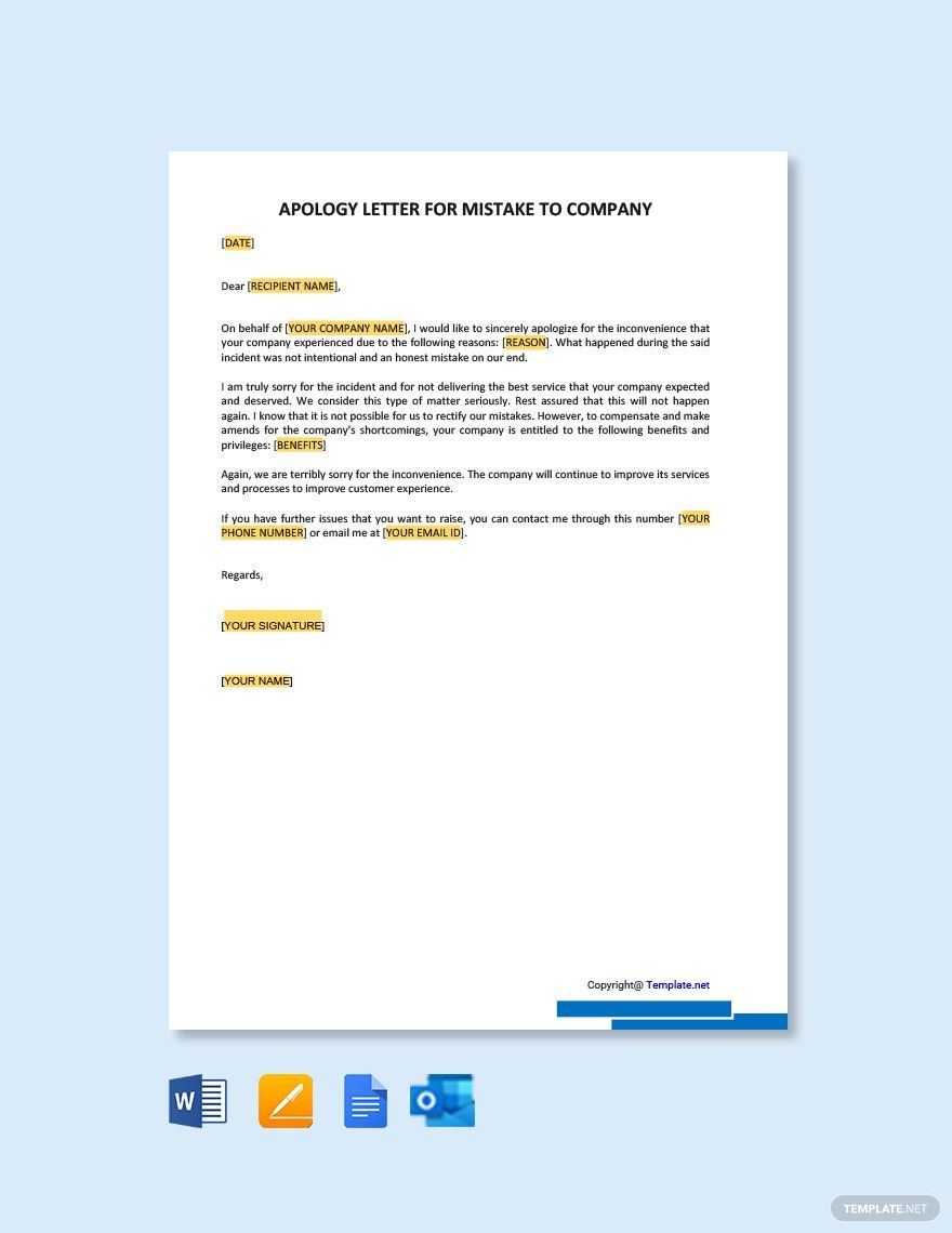 Apology Letter For Mistake To Company Download In Word Google Docs 