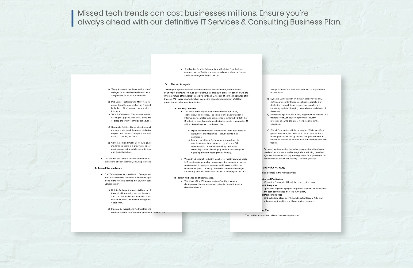 IT Training & Education Services Business Plan Template - Download in ...