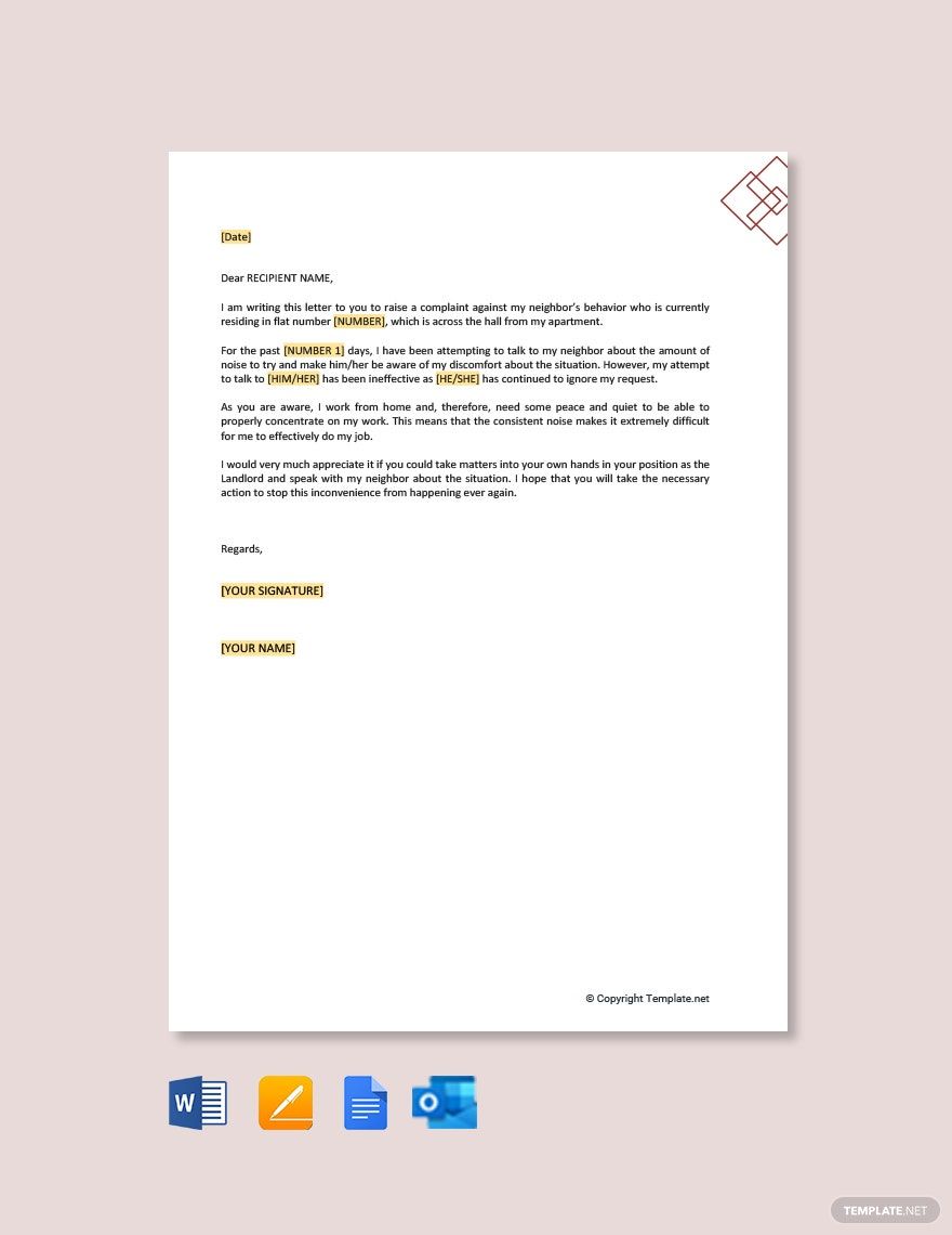 Free Complaint Letter To Landlord About Parking Download In Word