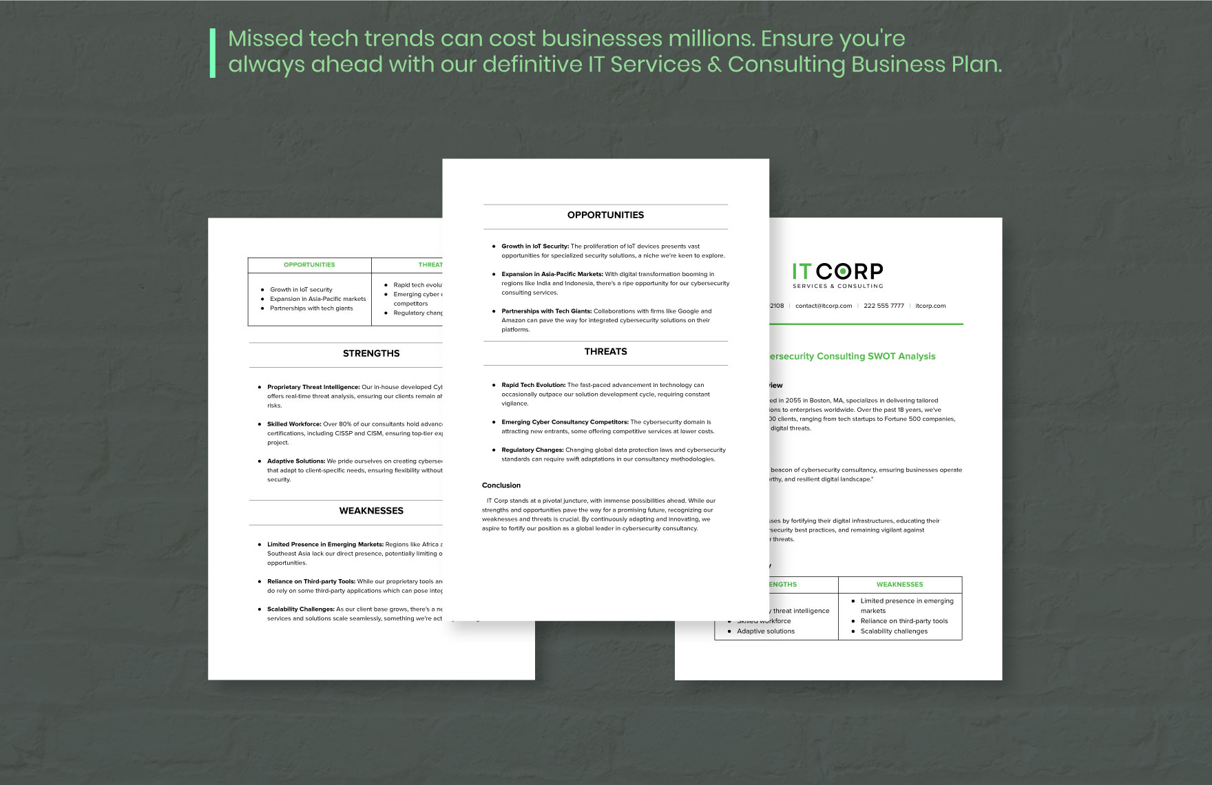 IT Cybersecurity Consulting SWOT Analysis Template - Download in Word ...