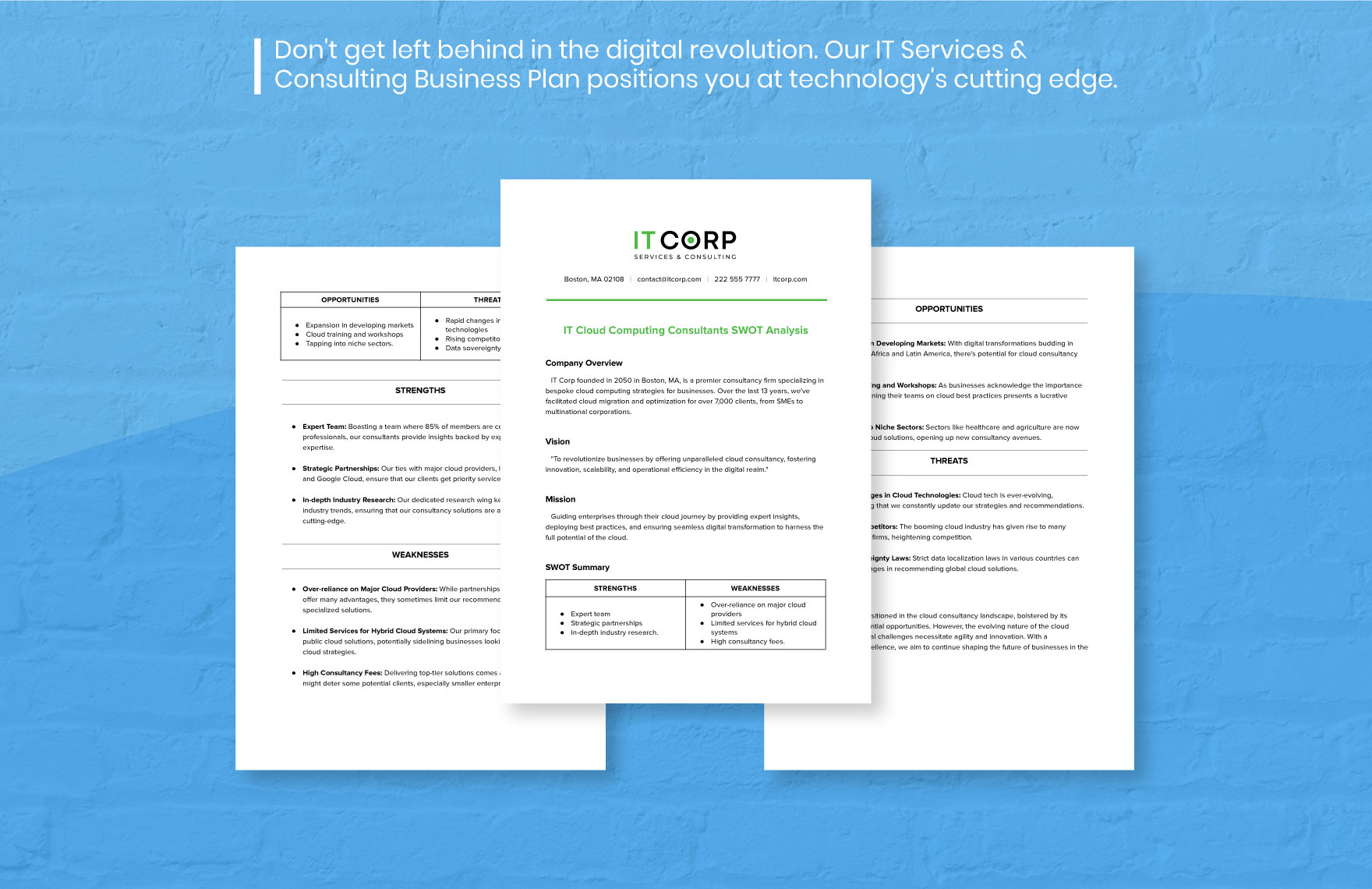 IT Cloud Computing Consultants SWOT Analysis Template - Download in Word, Google Docs, PDF ...