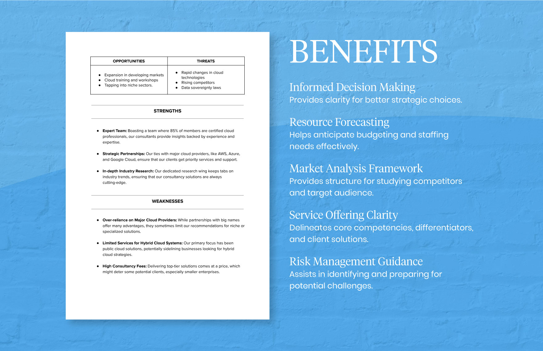 IT Cloud Computing Consultants SWOT Analysis Template - Download in ...