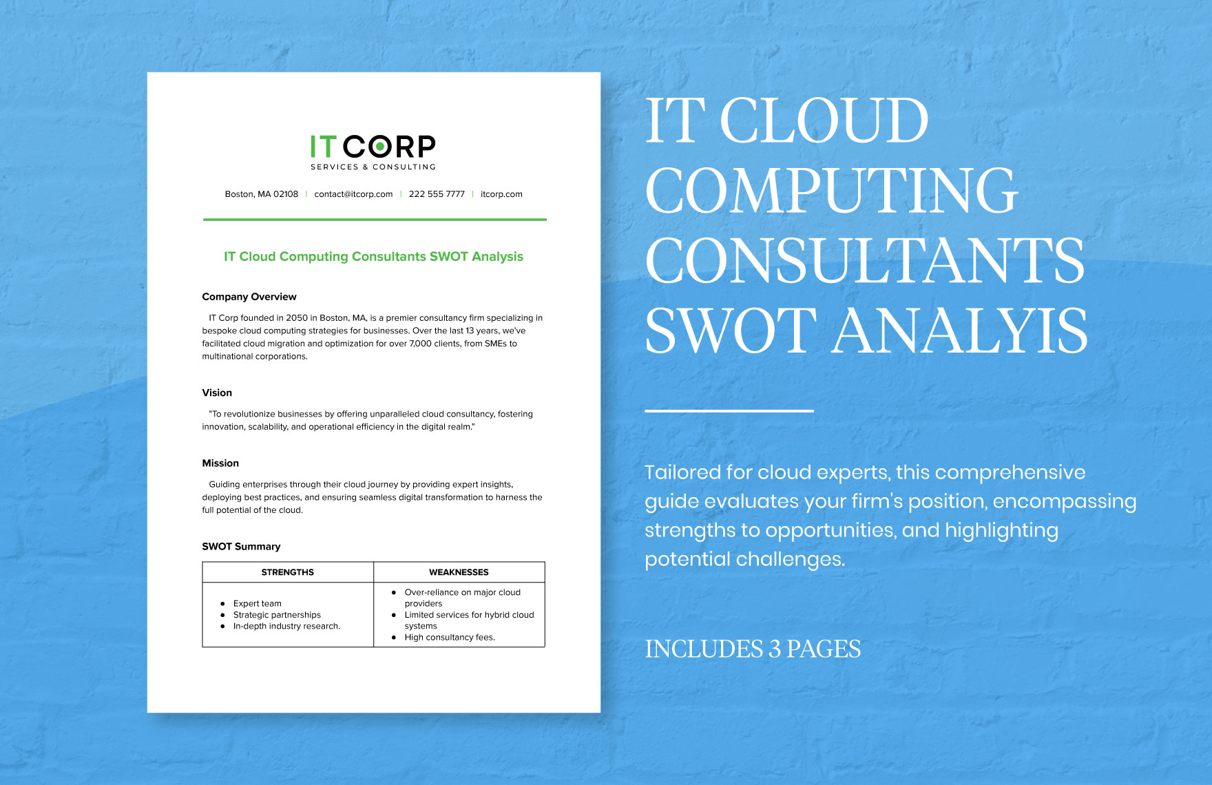 IT Digital Transformation Consultants SWOT Analysis Template - Download in Word, Google Docs ...