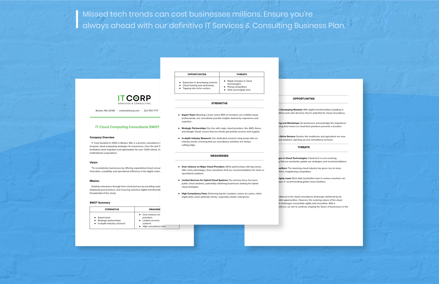 IT Cloud Computing Consultants SWOT Analysis Template - Download in ...