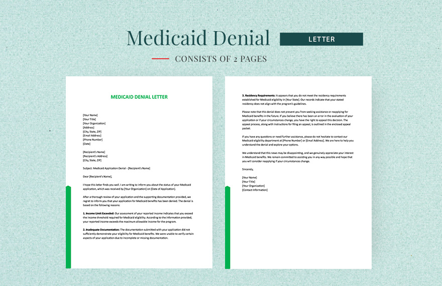 Medicaid Denial Letter In Word Google Docs Pages Download