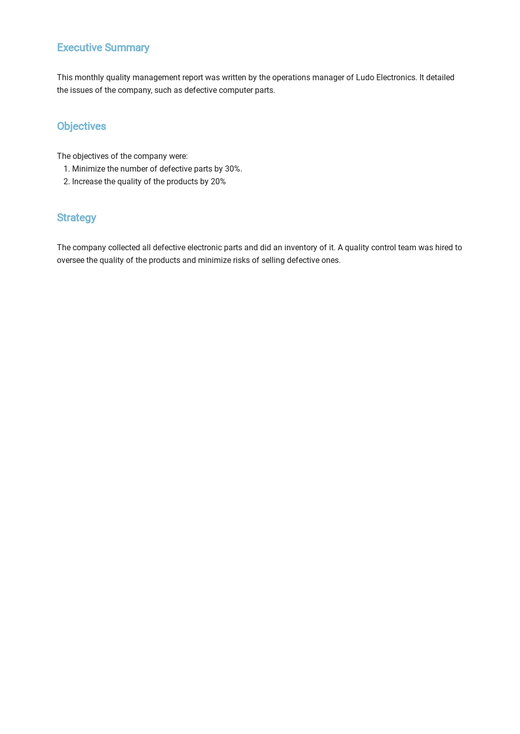 Quality Management Template