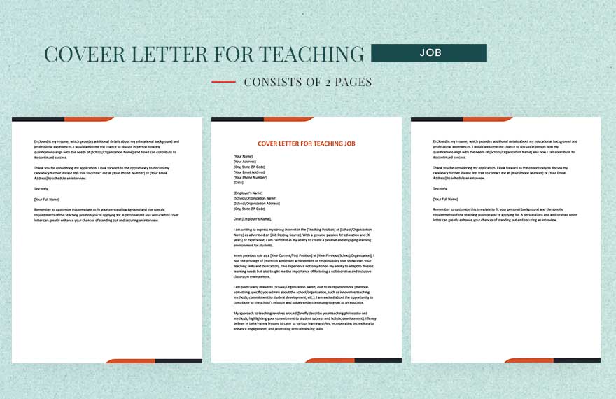 Free Cover Letter For Teaching Job Download In Word Google Docs Apple Pages Template