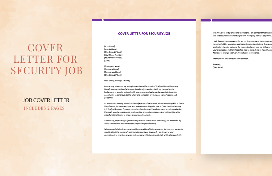 Free Cover Letter For Security Job Download In Word Google Docs Template