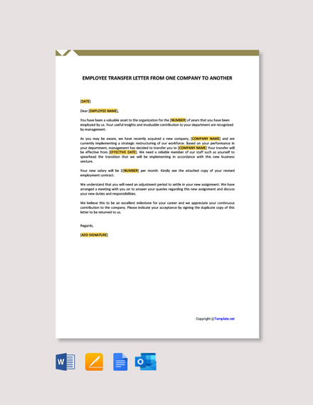 FREE Employee Transfer Letter Inter Company Template - Word | Google ...