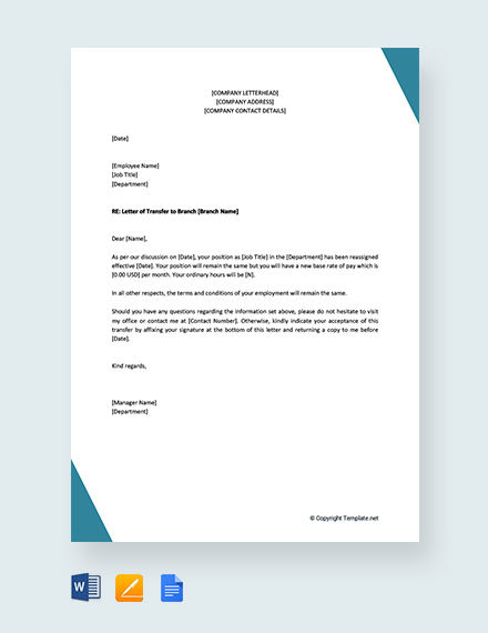 FREE Job Transfer Letter Template: Download 1683+ Letters in Word ...