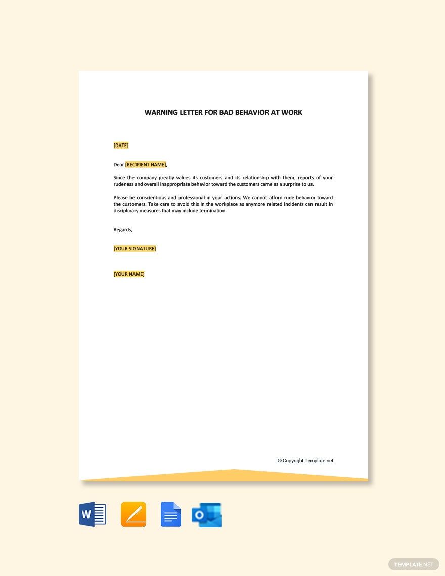 Warning Letter For Employee Behavior