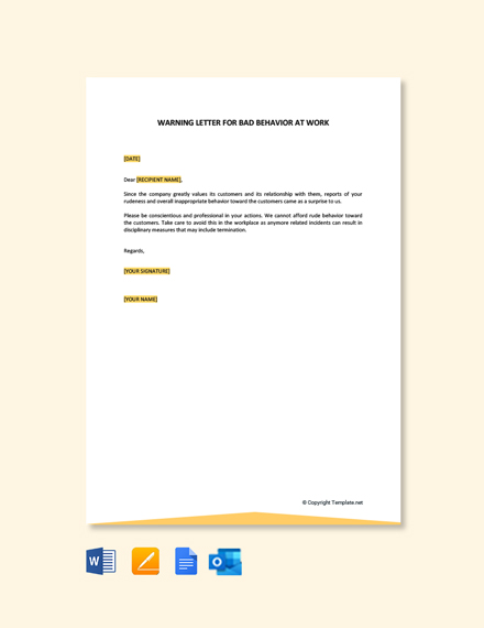 FREE Warning Letter For Rude Behavior Template - Word | Google Docs ...