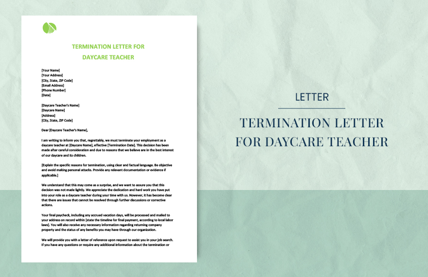 Daycare Termination Letter Templates 15 Free Sample Example Format