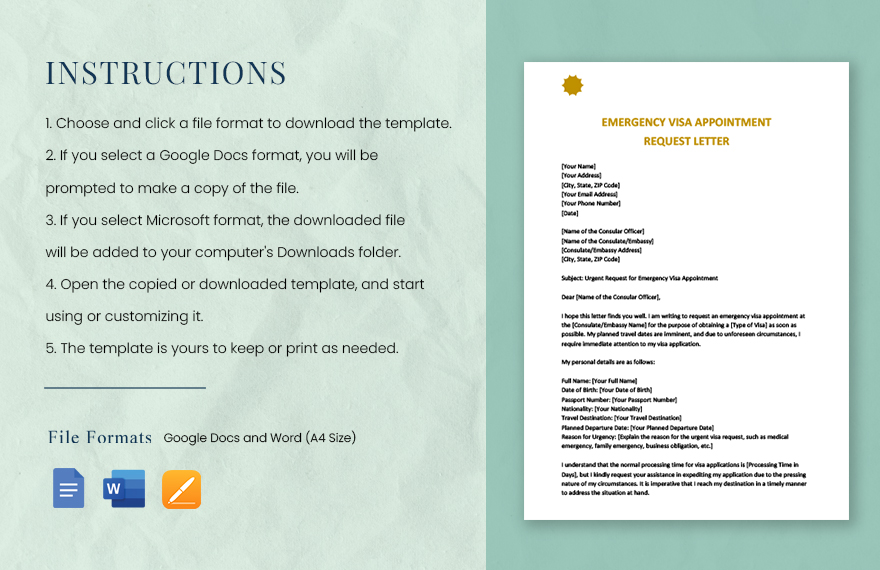 Emergency Visa Appointment Request Letter In Word Google Docs Pages Emergency Visa Appointment Request Letter In Word Google Docs Pages