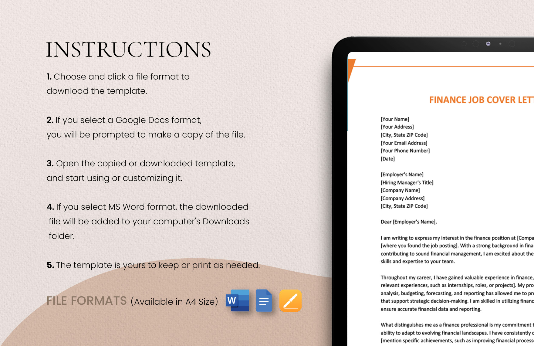 Finance Job Cover Letter In Word Google Docs Download Template