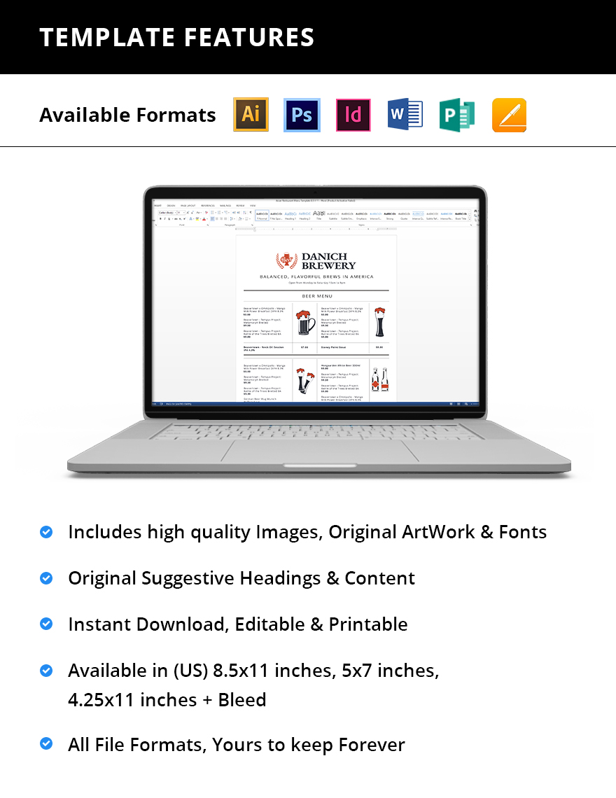 Beer Bar Menu Template - Download in Word, Google Docs, Google Docs ...