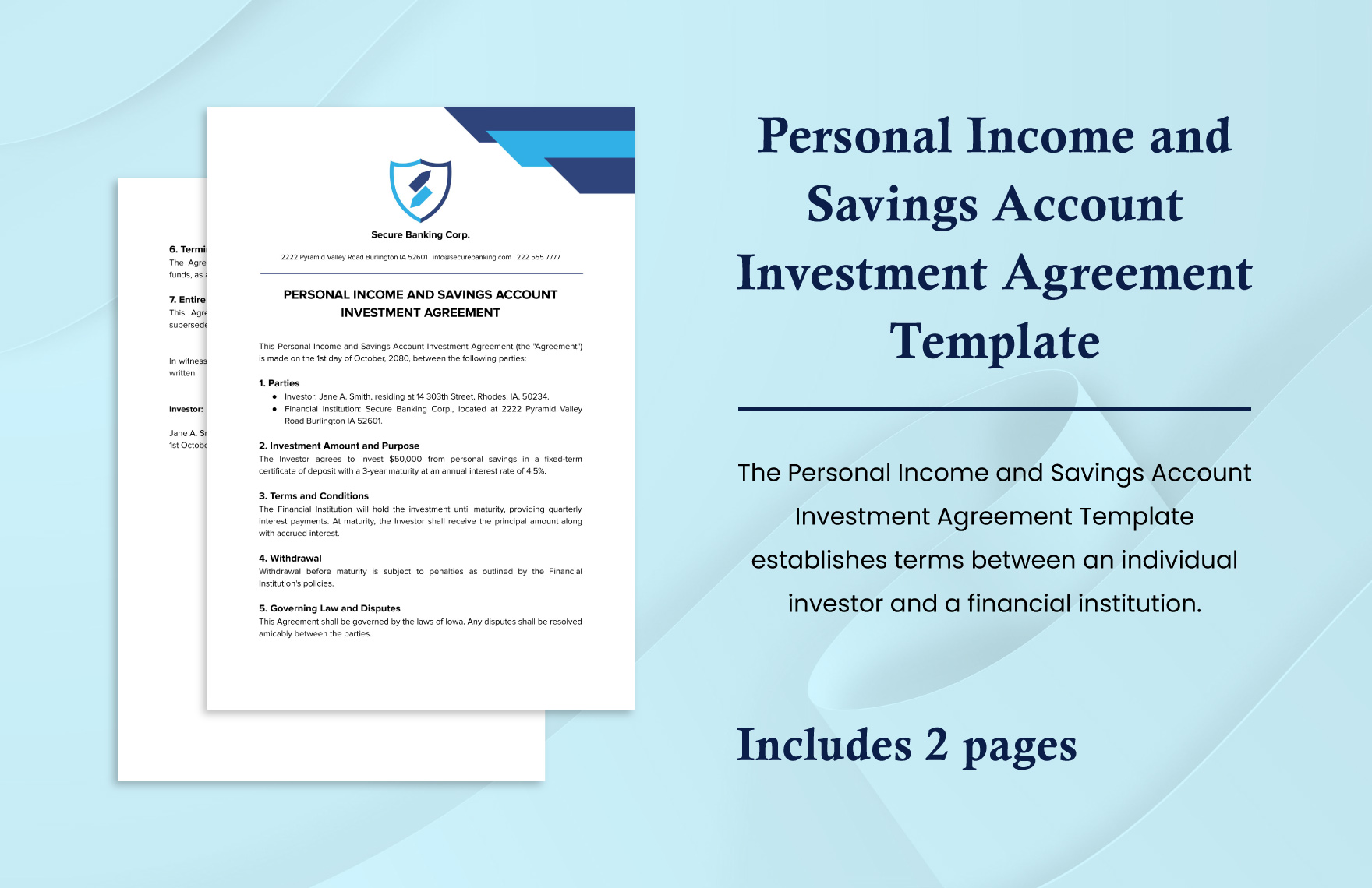Personal Income And Savings Account Investment Agreement Template Personal Income And Savings Account Investment Agreement Template