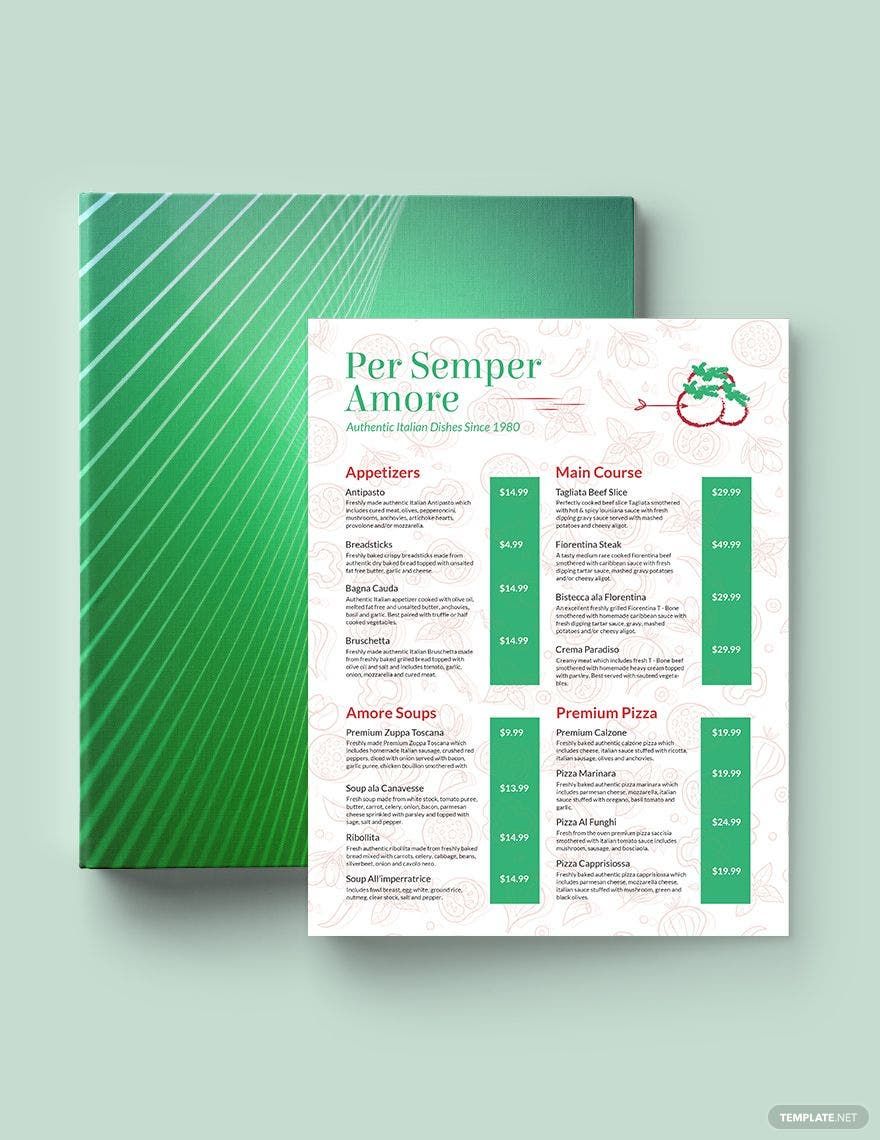 Italian Restaurant Menu Template Download In Word Google Docs 