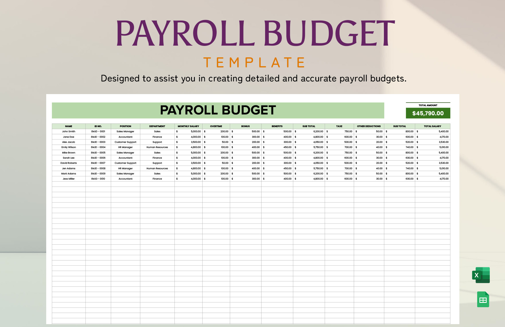 Editable Payroll Templates In Google Sheets To Download