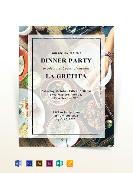 13 Dinner Party Flyers PSD AI Word EPS Vector Formats