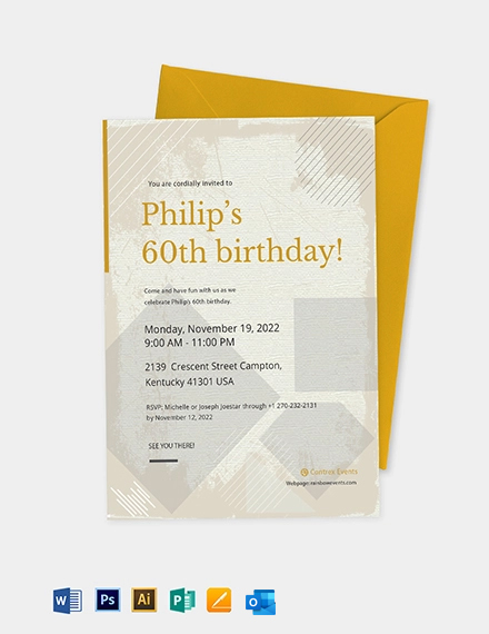 FREE 60th Birthday Invitation Template - Word (DOC) | PSD | InDesign ...