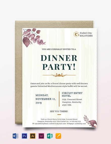 Formal Dinner Invitation Template Professionally Designed Templates