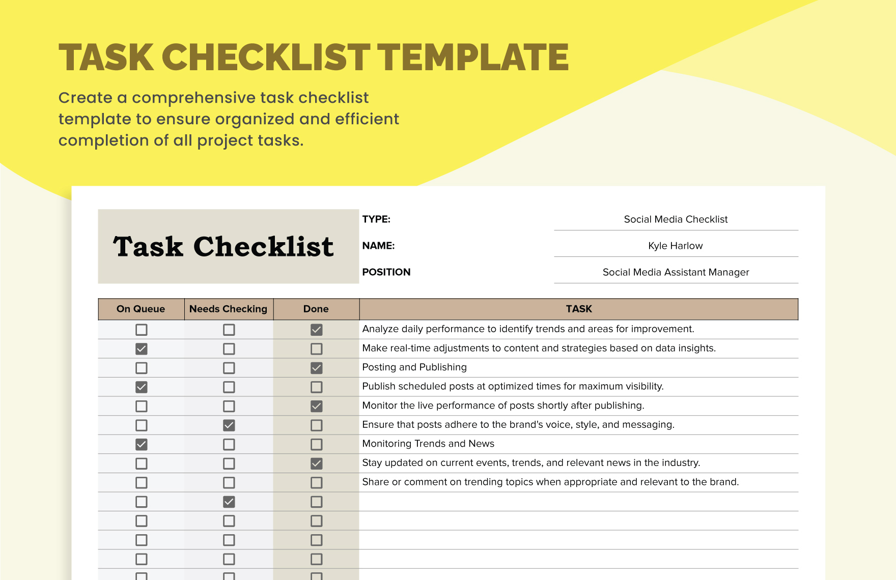 Task Checklist Template Download In Excel Google Sheets Template