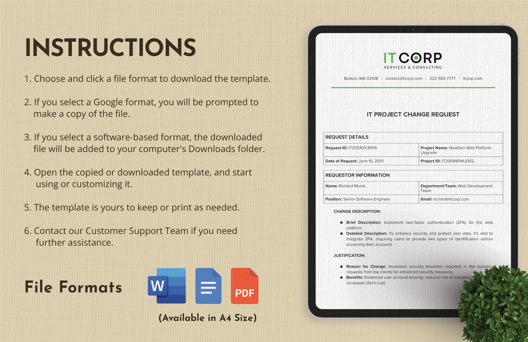 IT Project Change Request Template - Download in Word, Google Docs, PDF ...