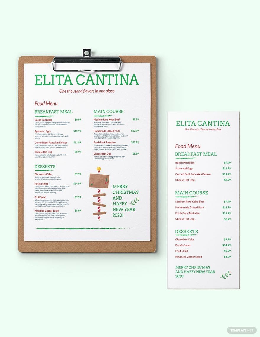 FREE Holiday Menu Word Template Download Template