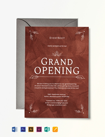 Grand Opening Invitation Card Template Illustrator Word Apple Pages 