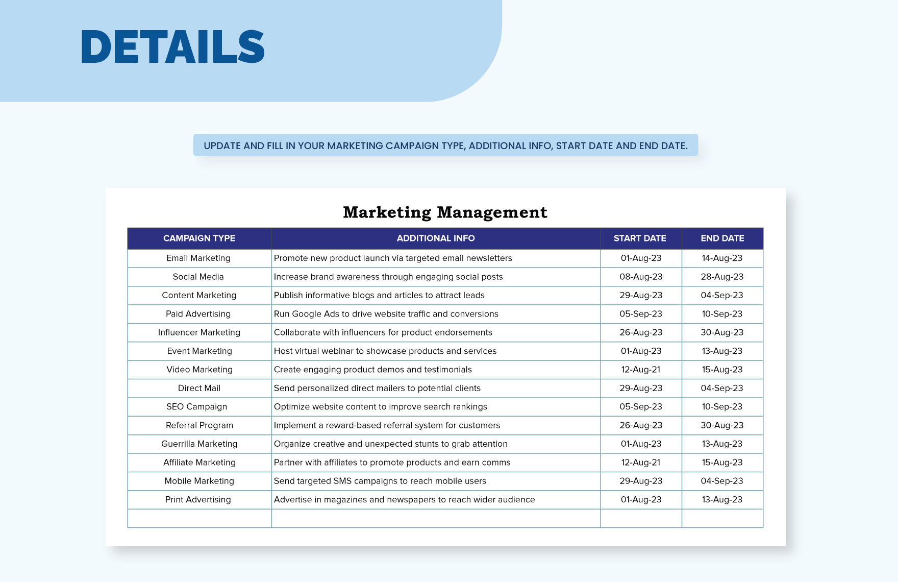 Marketing Gantt Chart Template - Download in Excel, Google Sheets ...