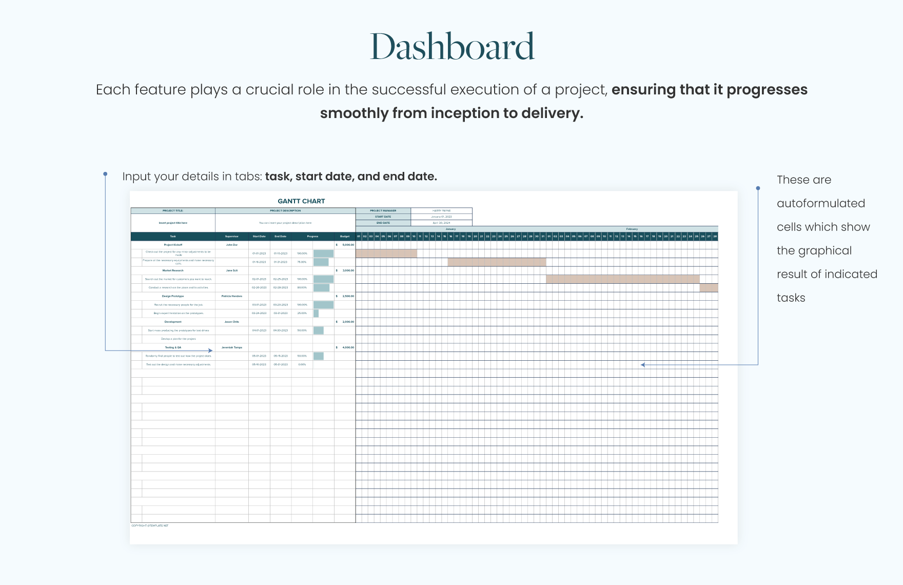 Free Gantt Chart Template - Download in Excel, Google Sheets | Template.net